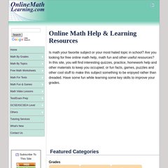 www.Onlinemathlearning.com - Online Math Help & Learning Resources