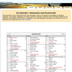 www.Almanacka.eu - Kalender - Årsöversikt med namnsdagar