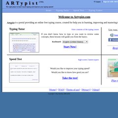 www.Artypist.com - Welcome to the free touch typing tutor